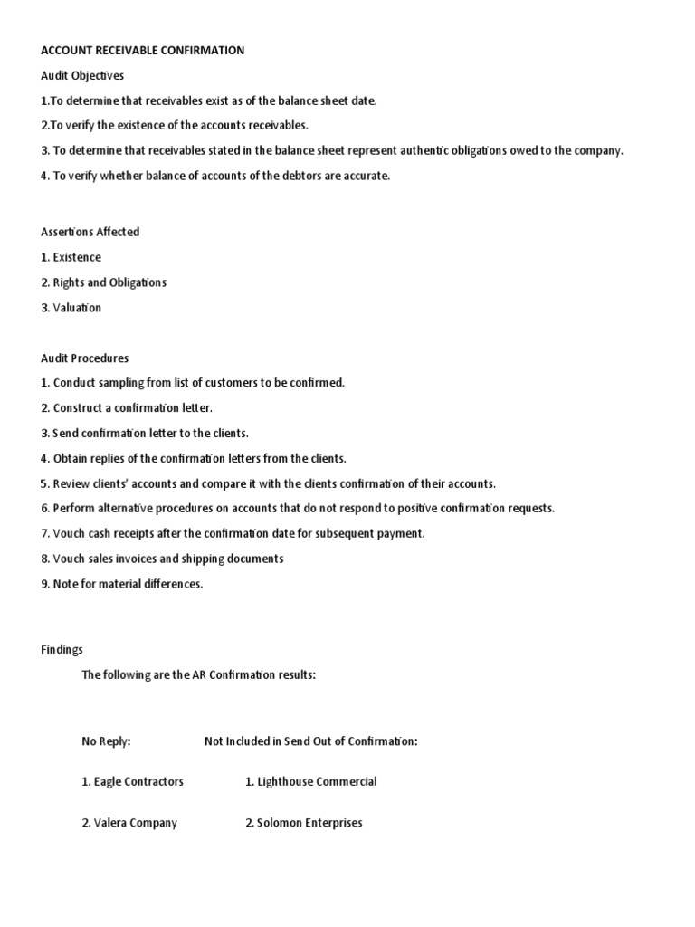 Account Receivable Confirmation | PDF | Service Industries | Business ...