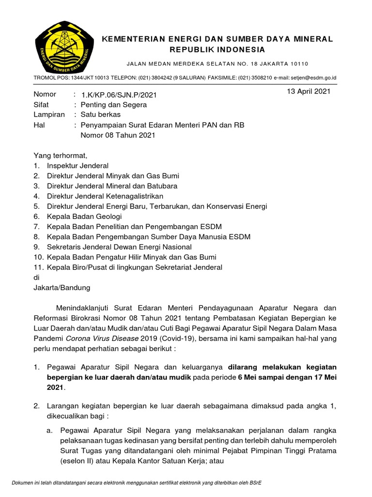 Surat Edaran Menteri PAN Dan RB | PDF