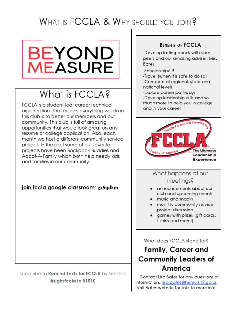 Fccla Handout For The Class of 2024-2 | PDF | Business