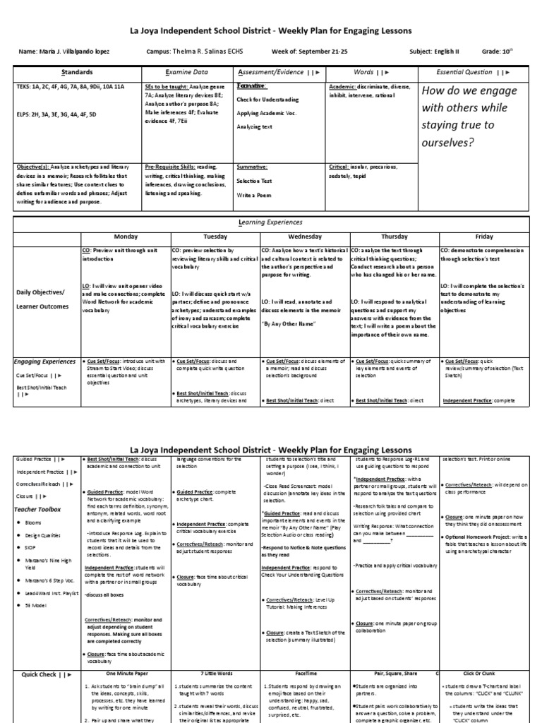 Week 3 Lesson Plan | PDF | Vocabulary | Reading Comprehension