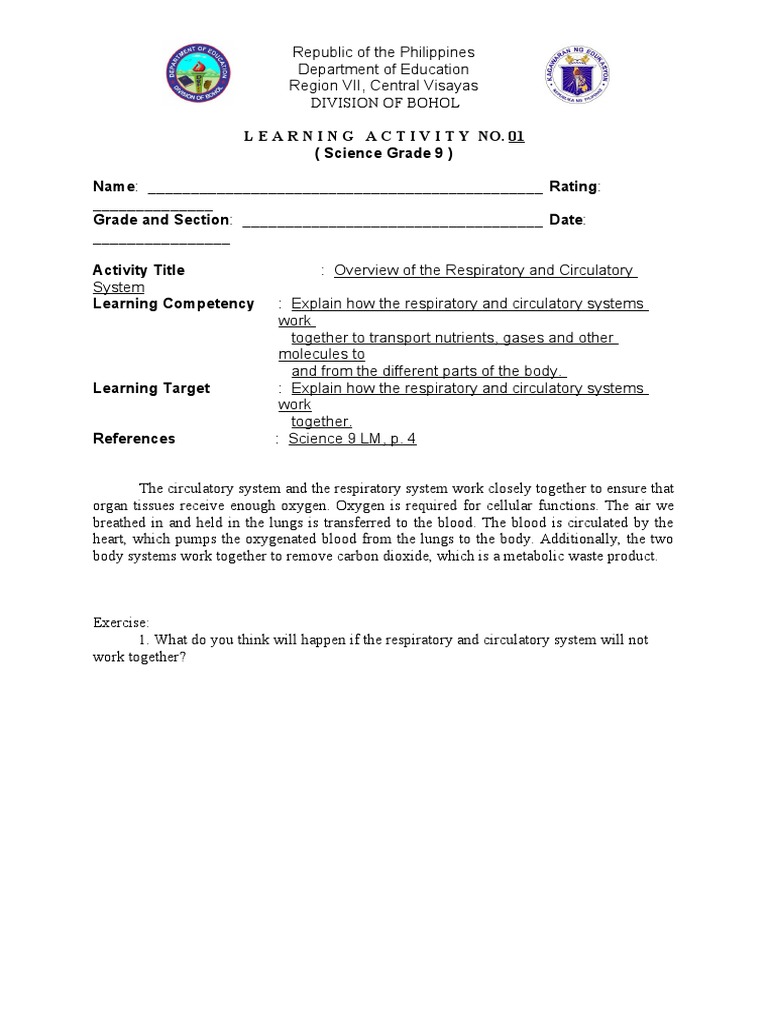 G9-Q1-LAS Science | PDF | Circulatory System | Atrium (Heart)
