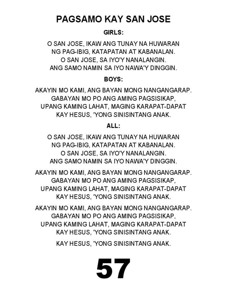 Pagsamo Kay San Jose Lyrics | PDF