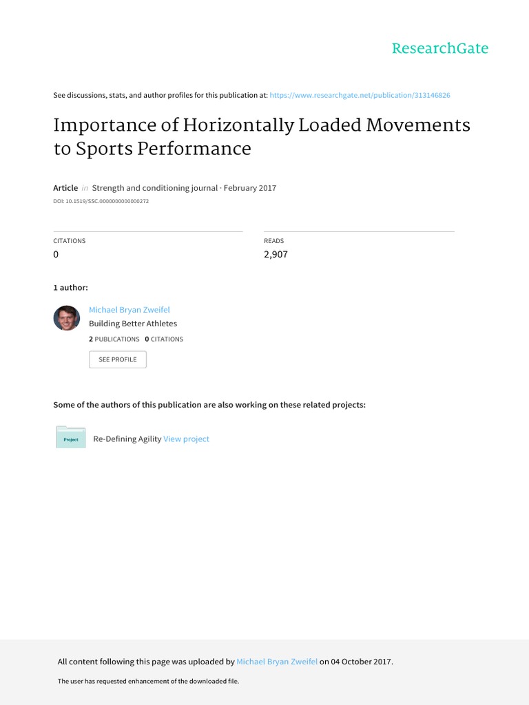 Importance of Horizontally Loaded Movements To Sports Performance | PDF ...