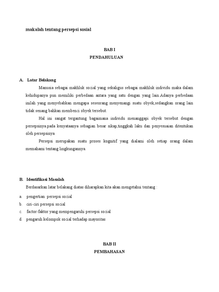 Makalah Tentang Persepsi Sosial Kel.3 | PDF