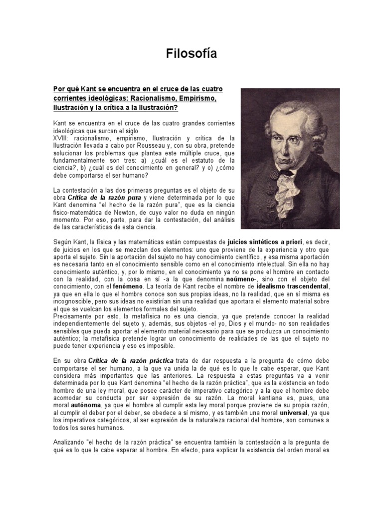 Filosofía | PDF | A priori y a posteriori | Immanuel Kant