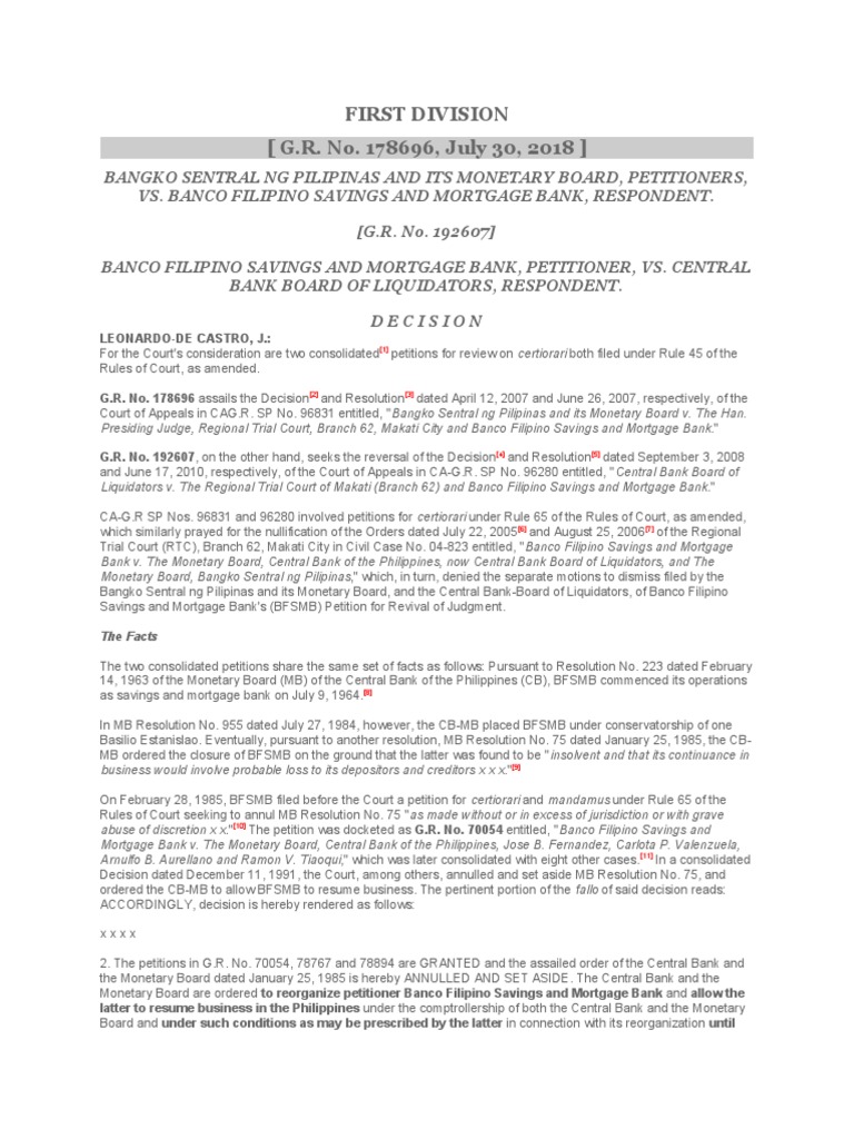 BSP Vs Banco Filipino GR No. 178696 July 30, 2018-Revival of Judgment ...