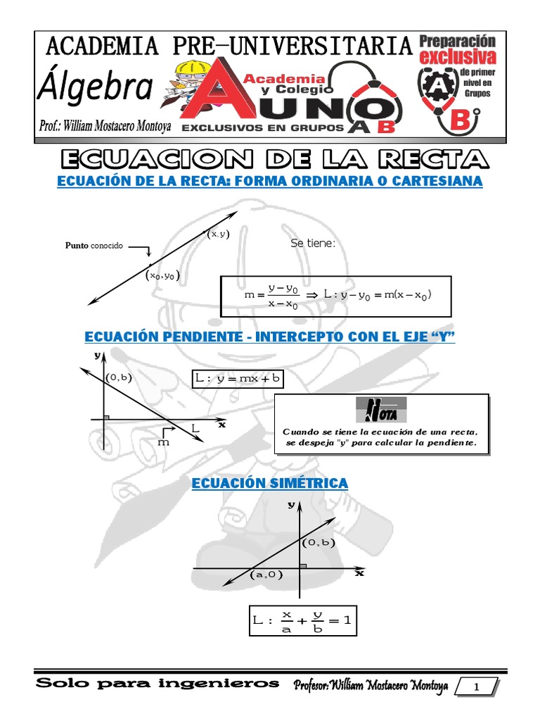 Ficha 04 Ecuacion de La Recta | PDF | Pendiente | Línea (geometría)