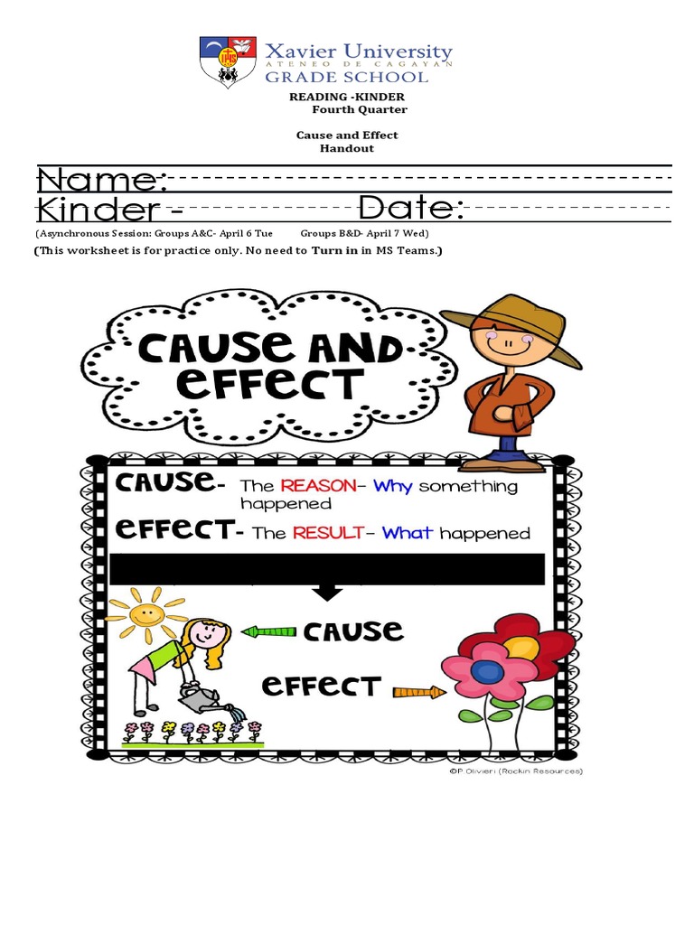 Cause and Effect Worksheet for Kinder | PDF