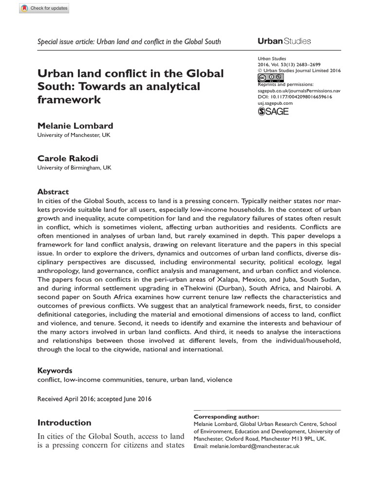 Urban Land Conflict in The Global South - Towards An Analytical ...
