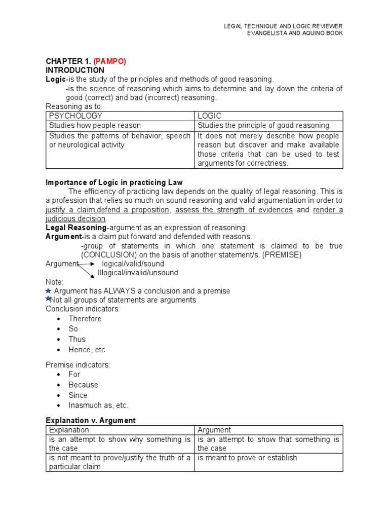 (Pampo) : Legal Technique and Logic Reviewer Evangelista and Aquino Book | Download Free PDF ...