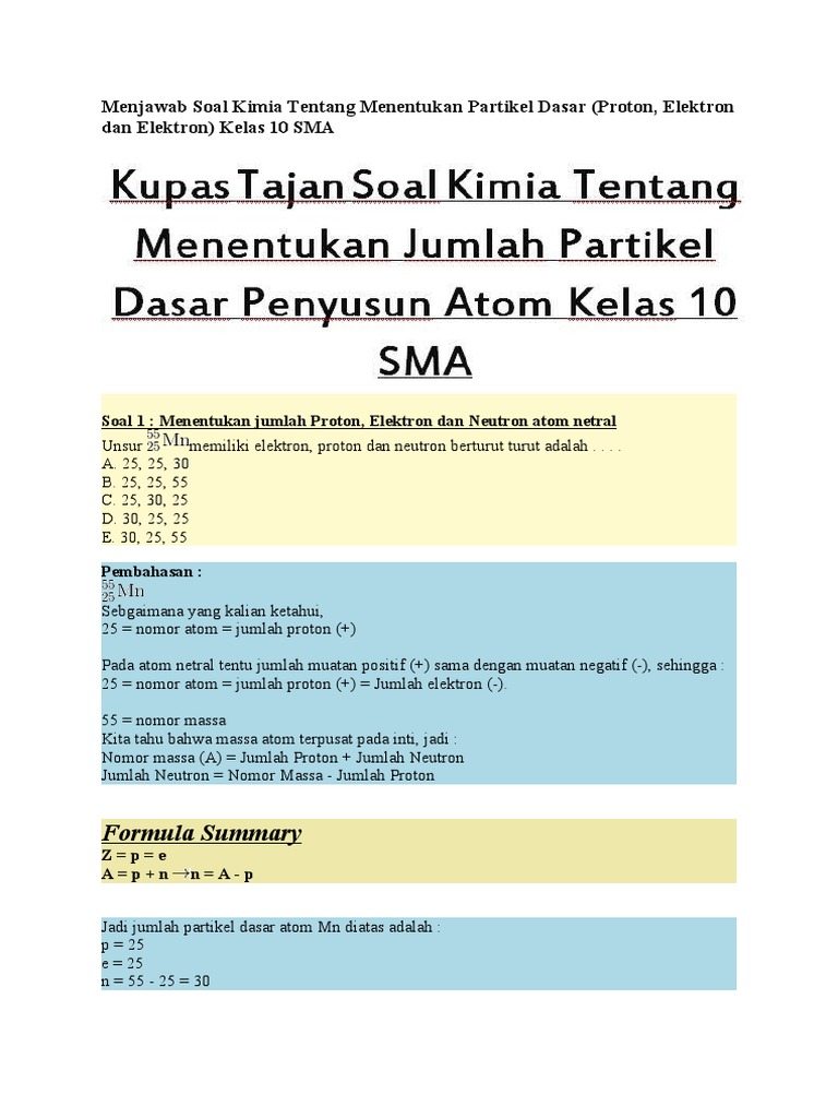 Menjawab Soal Kimia Tentang Menentukan Partikel Dasar | PDF | Metode ...