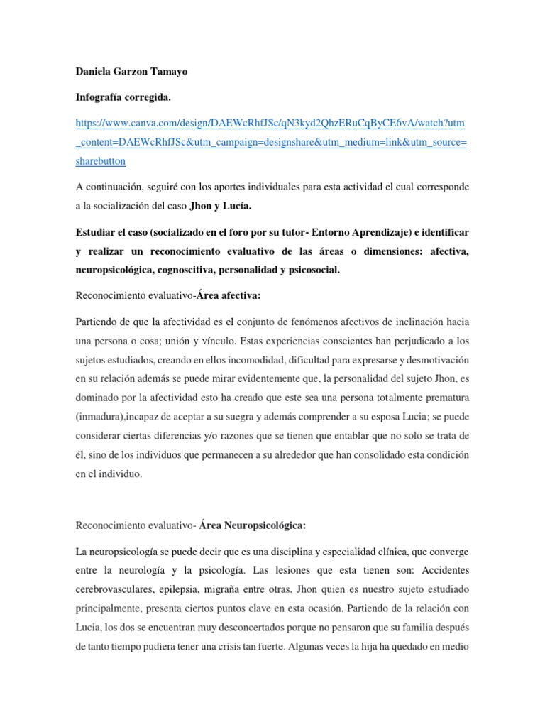 Aporte Analisis Individual de Diagnostico Psicologico - Daniela Garzon | PDF | Las emociones ...