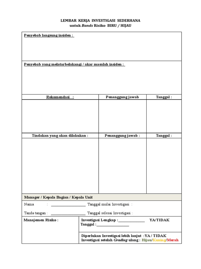 Lembar Kerja Investigasi Sederhana Ikp | PDF