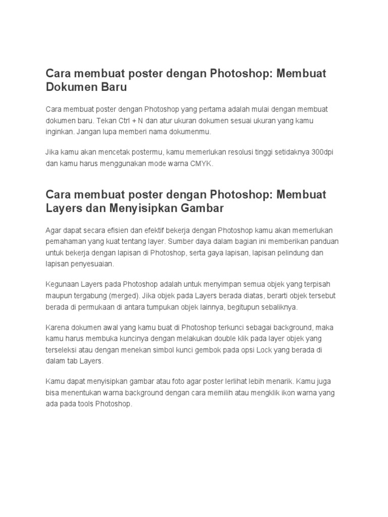 Cara Membuat Poster Dengan Photoshop | PDF