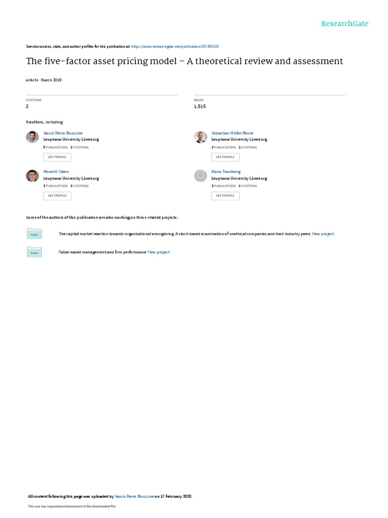 The Five-Factor Asset Pricing Model - A Theoretical Review and ...