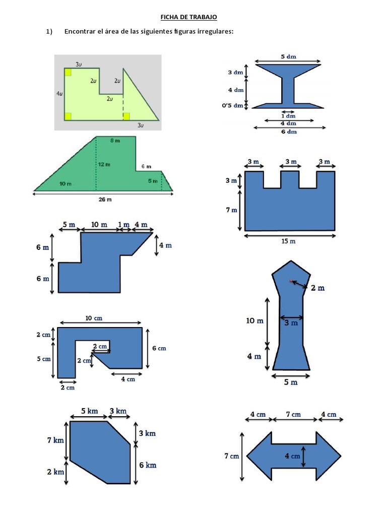 Área de Figuras Irregulares: Ejercicios | PDF