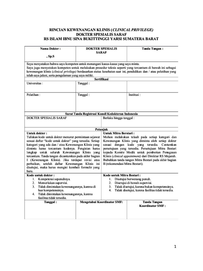 Contoh RKK Dokter Spesialis Neurologi | PDF