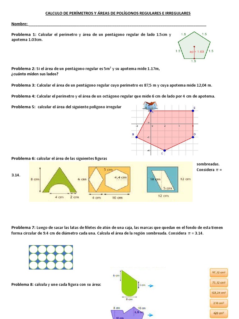Calculo De Perimetro De Poligonos Regulares E Irregulares Printable