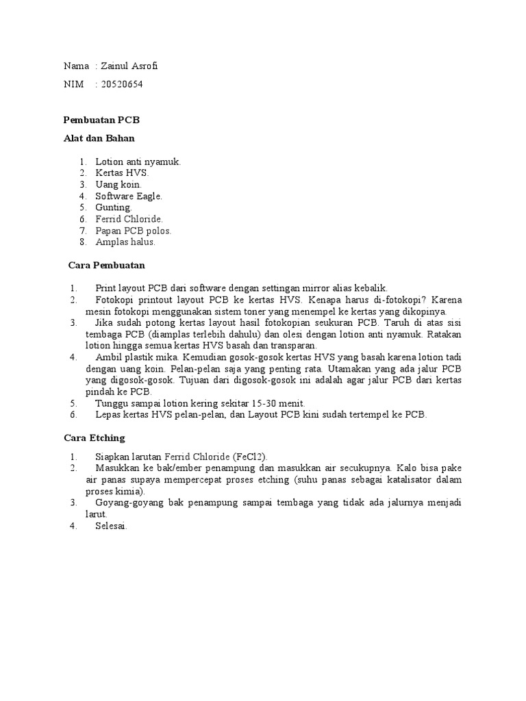 Proses Pembuatan PCB Sederhana | PDF