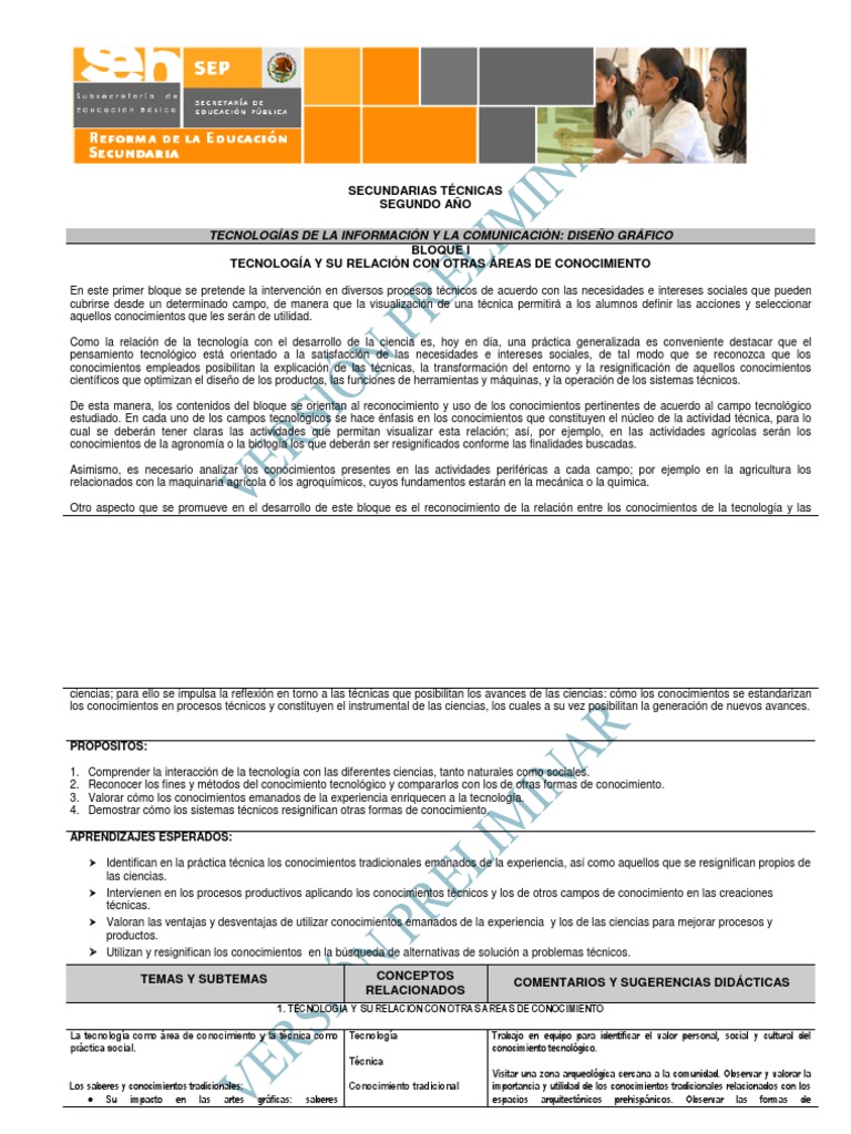 Programa Preliminar Diseño Gráfico 2º Sec. Técnica | PDF | Diseño ...