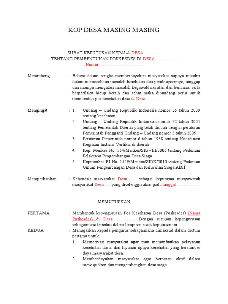 Pembentukan Poskesdes Desa | PDF