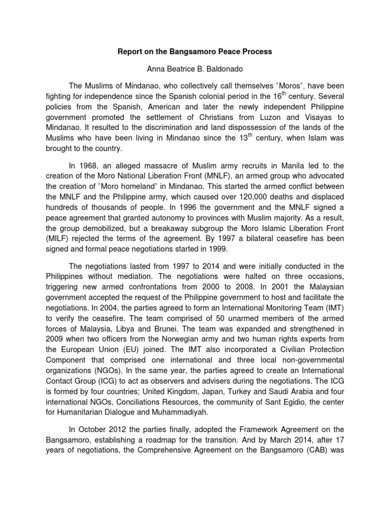 The Bangsamoro Peace Process | PDF | Philippines | International Relations