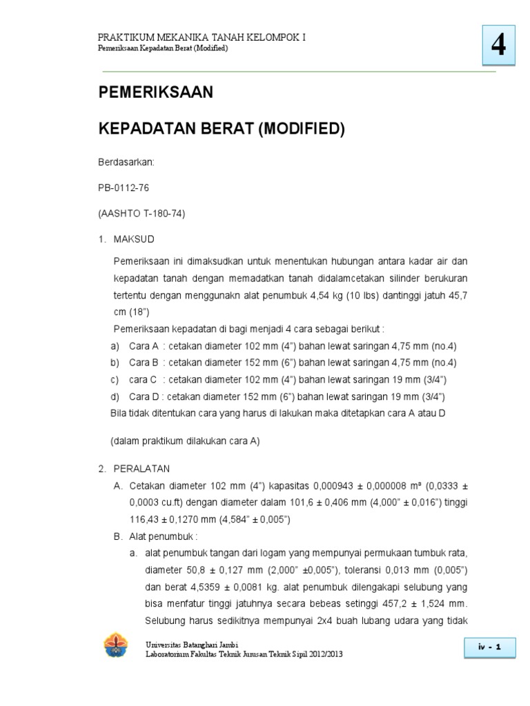 Uji Kepadatan Berat Tanah Modified | PDF