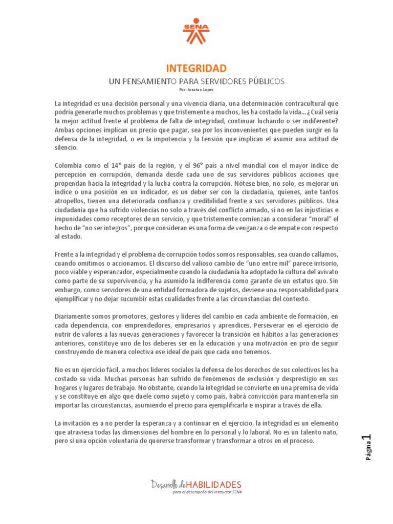 Integridad y Lucha Contra la Corrupción | PDF | La naturaleza humana ...