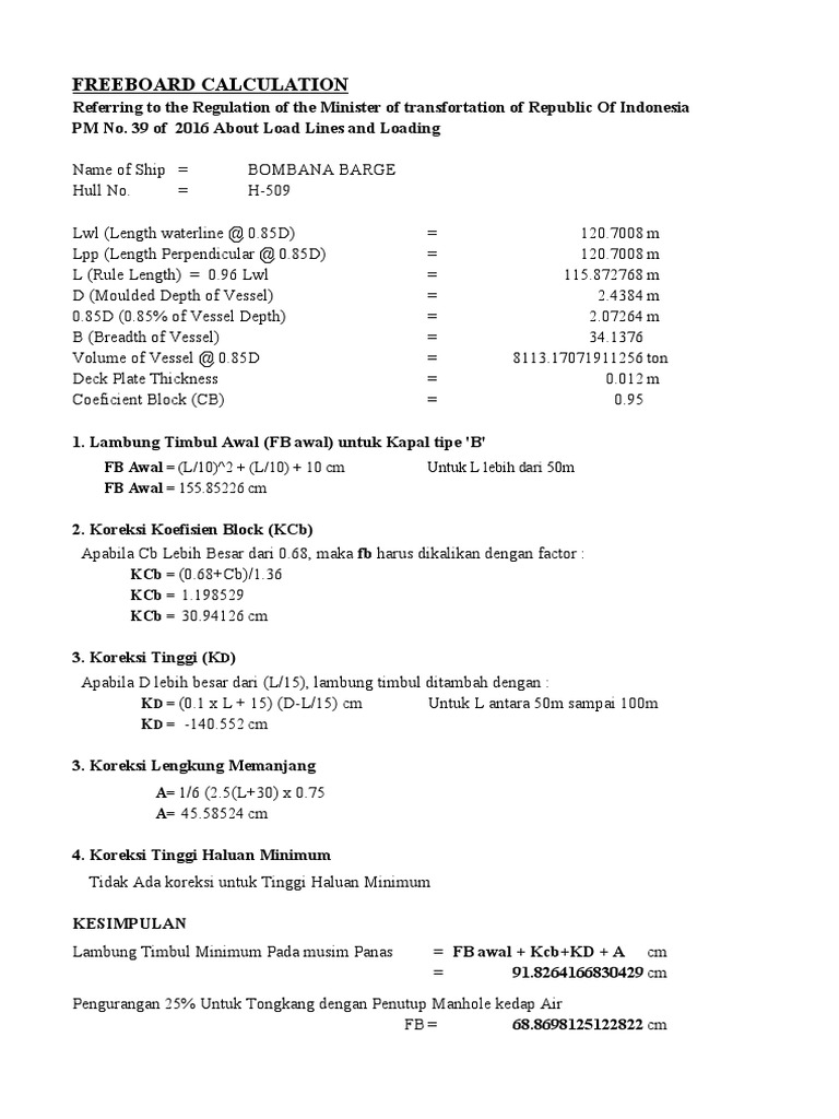 Freeboard Calculation PM 39 | PDF