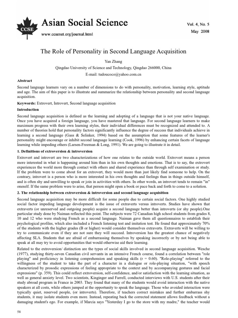 Extrovert and Introvert Language Learner | PDF | Extraversion And Introversion | Second Language