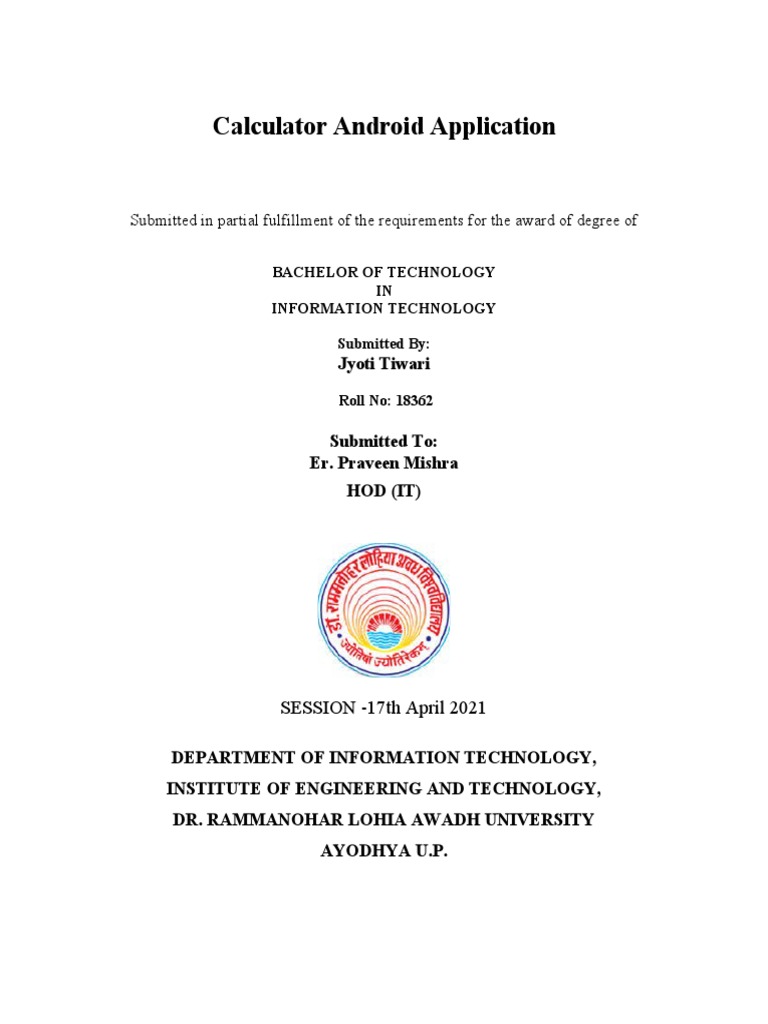 Calculator Android Application: Jyoti Tiwari | PDF | Data Type | Parameter (Computer Programming)