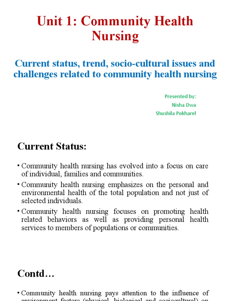 Community Health Nursing: Current Status, Trends, Issues and Challenges ...