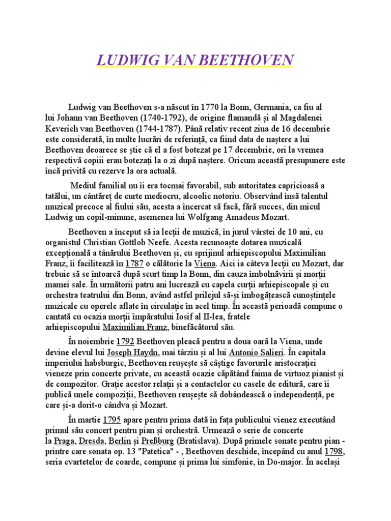 Referat Ludwig Van Beethoven | PDF