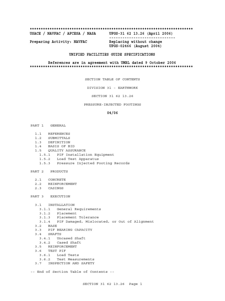 Pressure Injected Footings NAVFAC Guide | PDF | Sand | Concrete