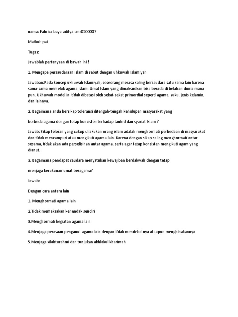 Fahriza Bayu Aditya Tugas Pai | PDF