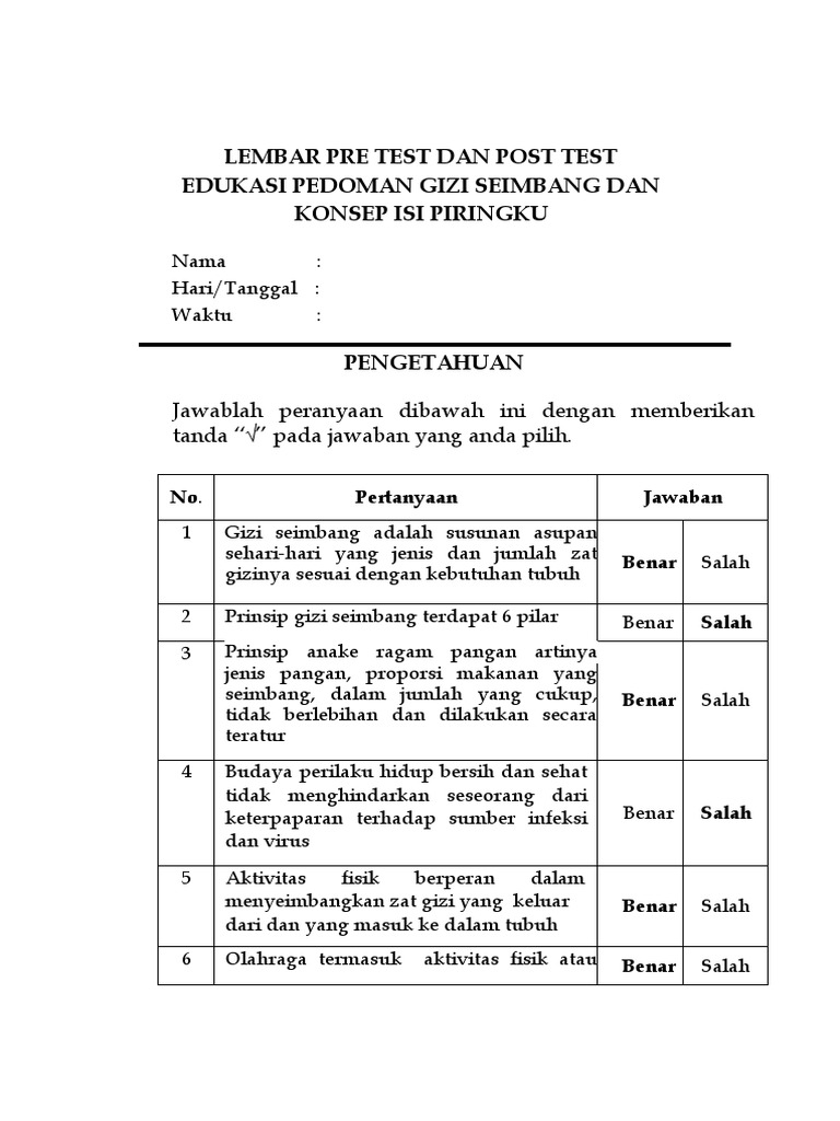 Kuesioner Gizi Seimbang untuk Ibu Hamil | PDF