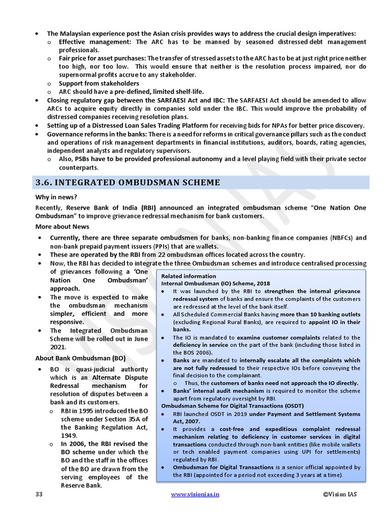 3.6. Integrated Ombudsman Scheme: WWW - Visionias.in | PDF | Reserve ...