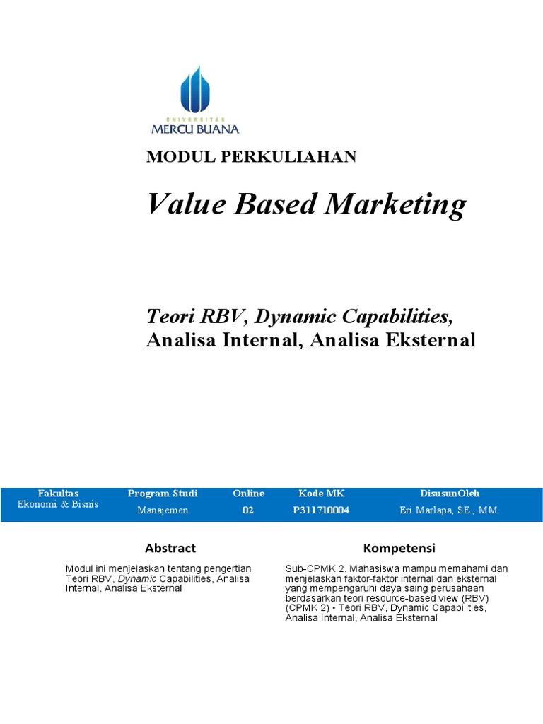 Modul Value Based Marketing (TM2) | PDF