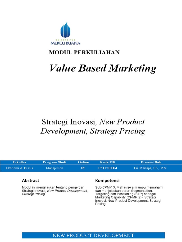 Modul Value Based-Marketing (TM05) | PDF