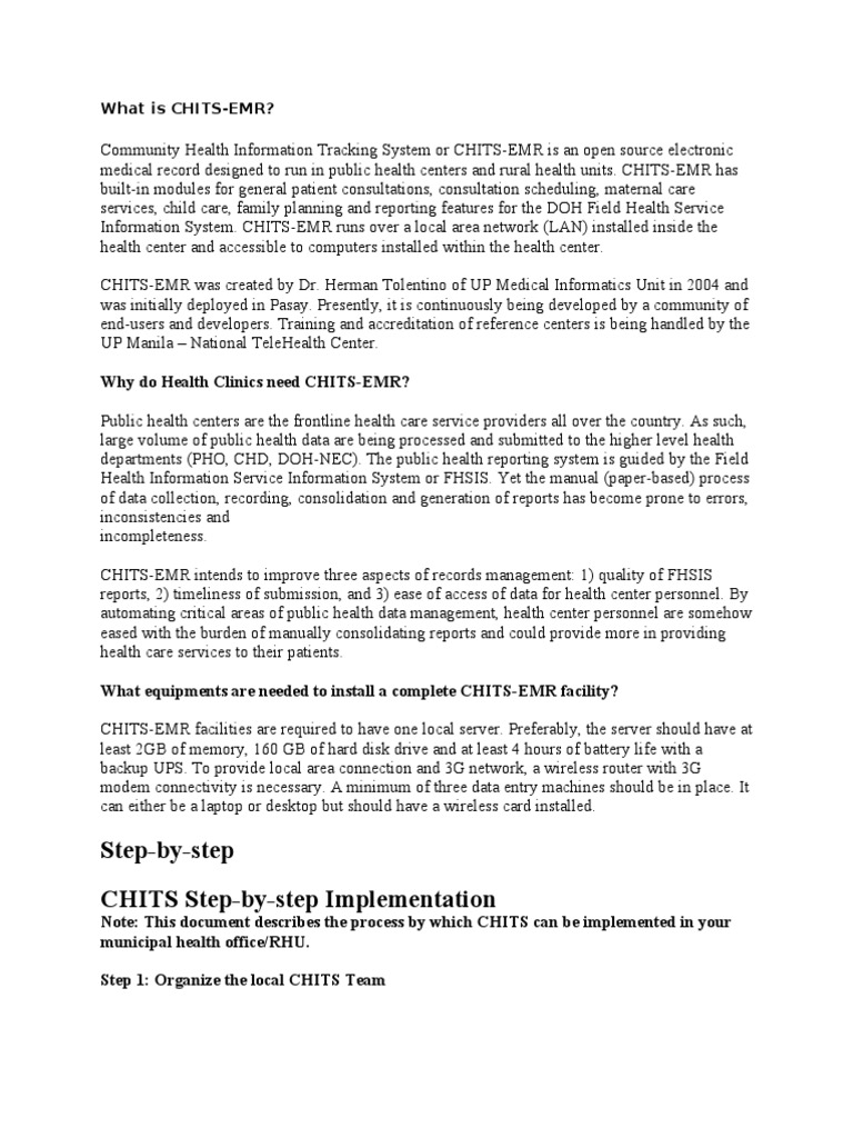 Chits Emr | PDF | Health Informatics | Health Care