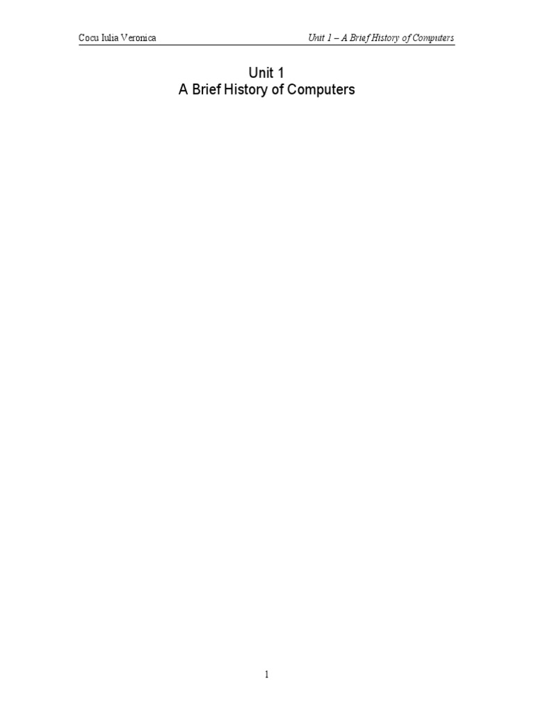 Unit 1 - A Brief History of Computers | PDF | Computer Programming | Programming Language