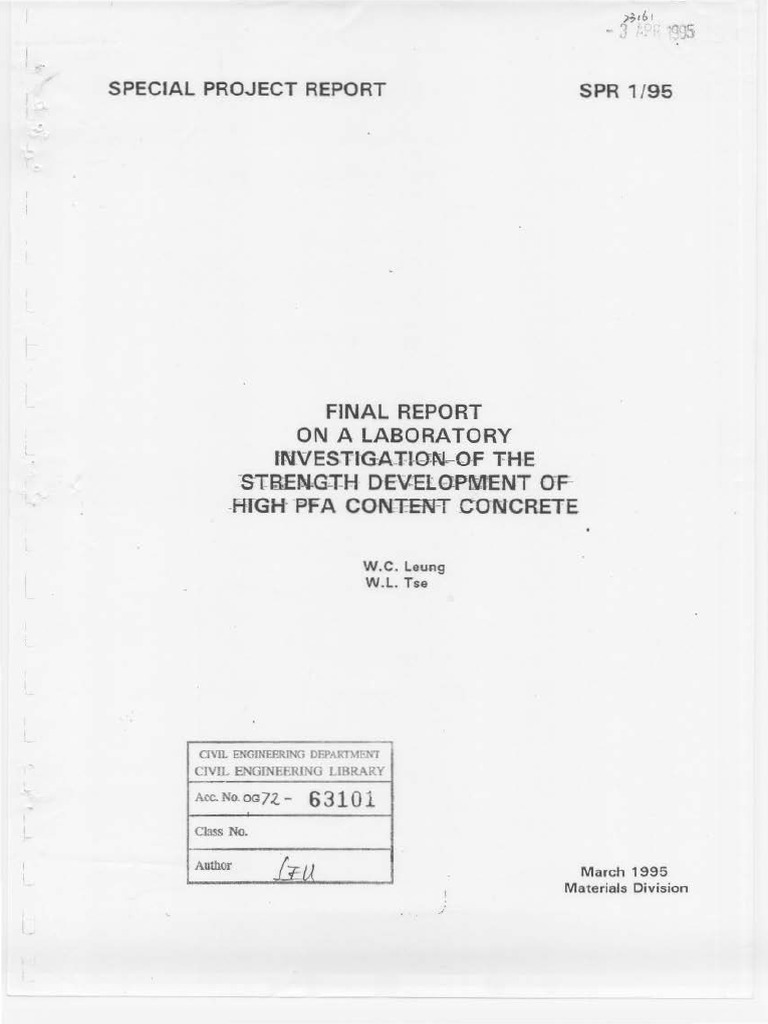 Report No. 12 Strength Development of High PFA Concrete | PDF ...