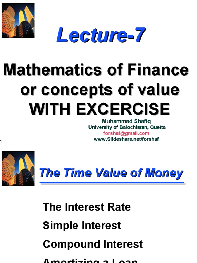 Lecture 7 | PDF | Present Value | Time Value Of Money