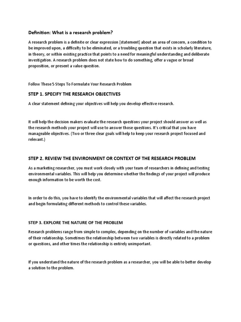 Definition: What Is A Research Problem?: Step 3. Explore The Nature of ...