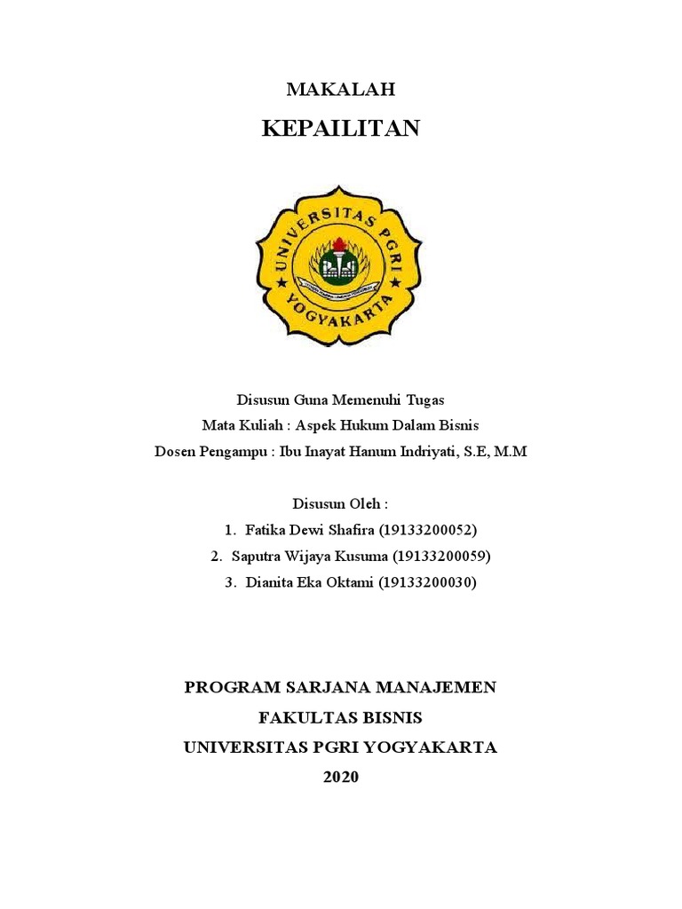 Makalah Kepailitan | PDF | Bisnis