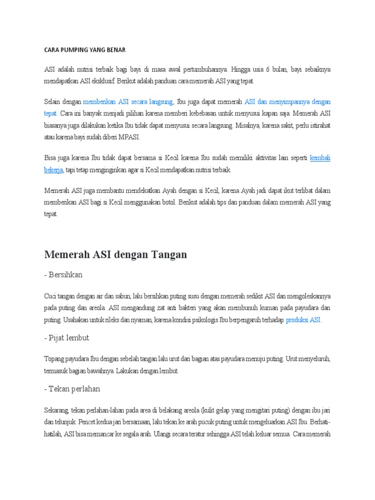 Cara Pumping Yang Benar | PDF | Kesehatan Holistik | Gaya Hidup