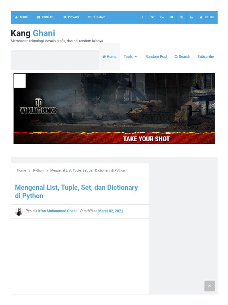 Mengenal List, Tuple, Set, Dan Dictionary Di Python - Kang Ghani | PDF