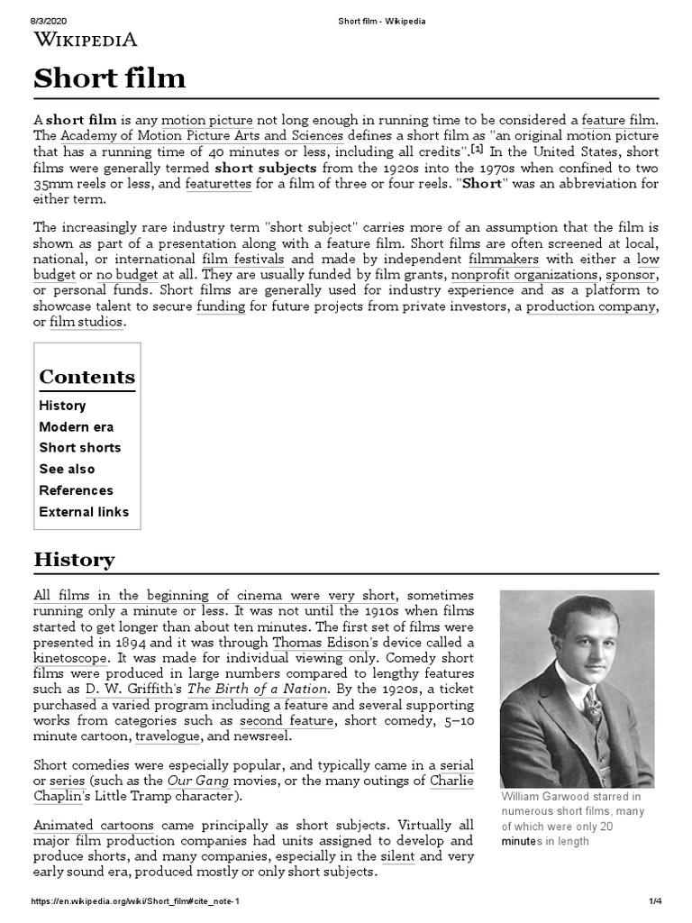 Short Film - Wikipedia | PDF | Entertainment | Video