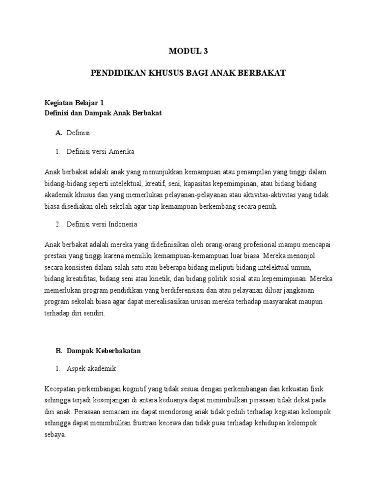 Sem 2 Modul 3 Pendidikan Anak Berkebutuhan Khusus | PDF