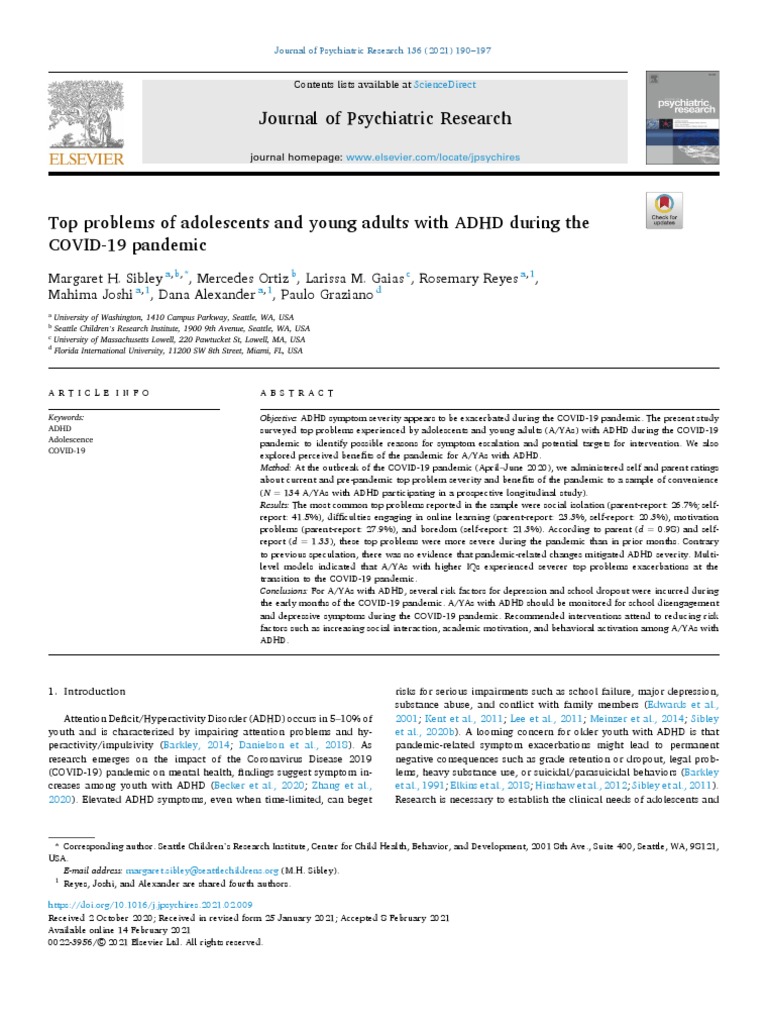 Journal of Psychiatric Research | PDF | Attention Deficit Hyperactivity ...